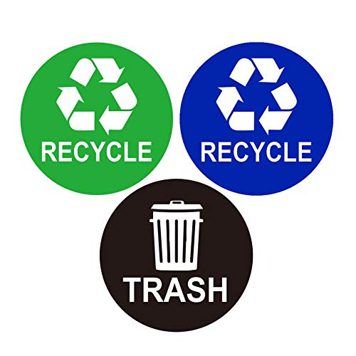 4"x4" Recycle Sticker Sign Trash Can Decal - 12 Recycling Trash Bin ...