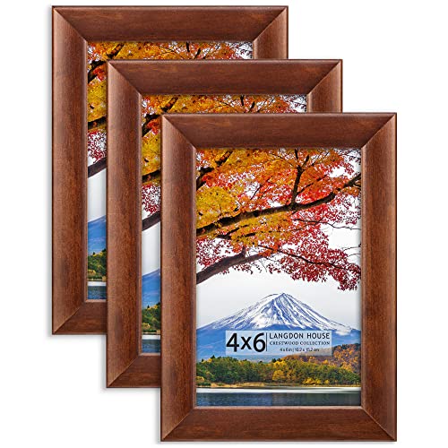 Langdon House 4x6 Picture Frames (Cherry Stained, 3 Pack), Solid Wood 4 ...