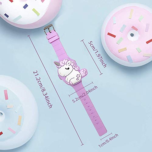 Kavie Kids Unicorn Watch for Little Girls, Learning Time 3D Cute ...