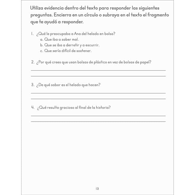 Really Good Stuff Activities for Spanish Reading Comprehension Journals