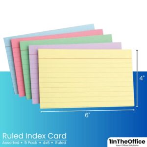1InTheOffice Index Cards 4x6 Ruled Colored, Assorted 200/Pack — 🛍️ The ...