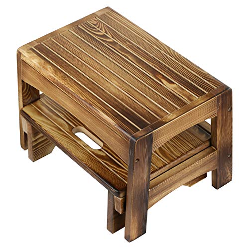URFORESTIC Handcrafted Solid Wood Bed Step Stool-Foot Stool Kitchen Stools Bed Steps Small Step ...