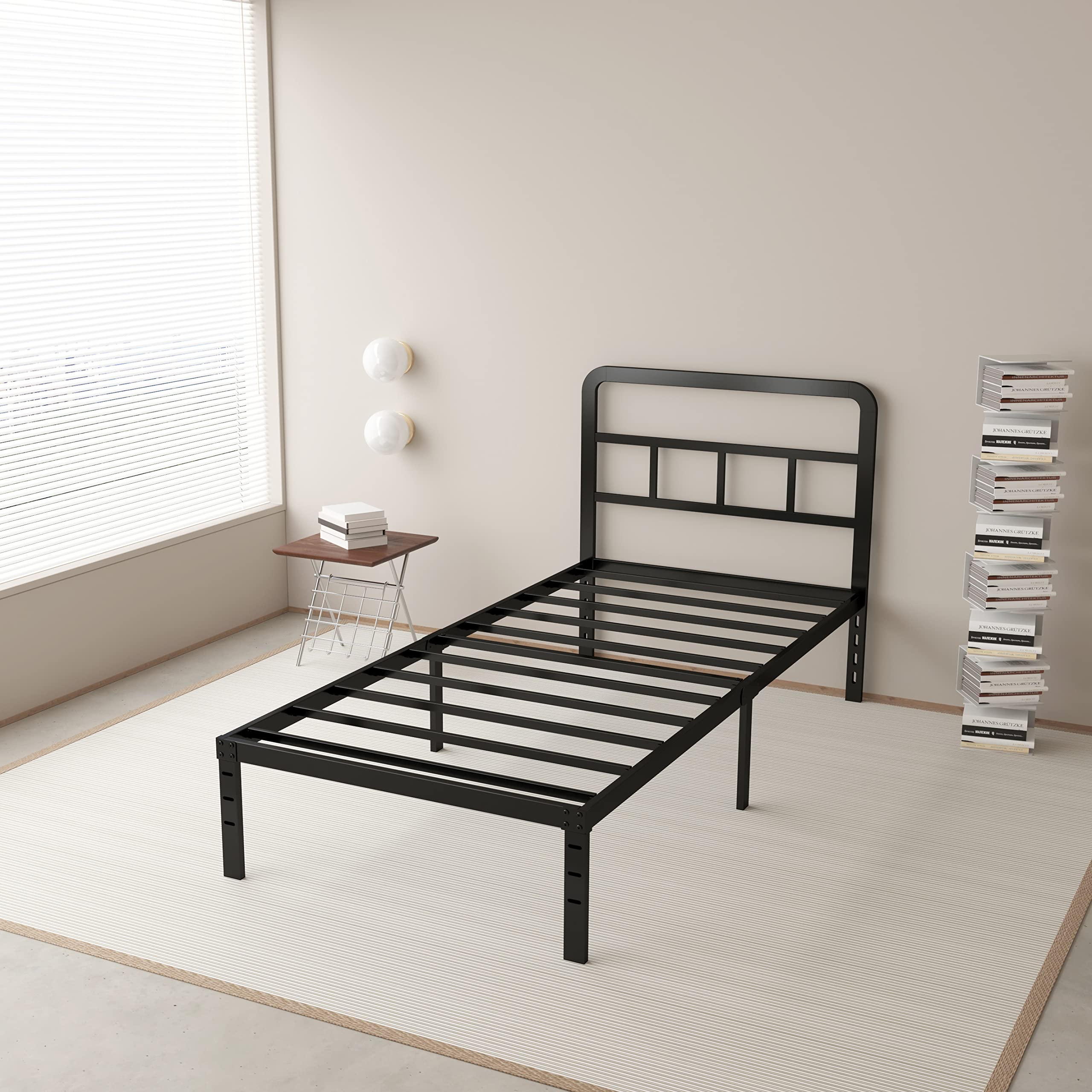 Maenizi Twin Bed Frames with Headboard, 14 Inch Twin Bed Frames No Box ...