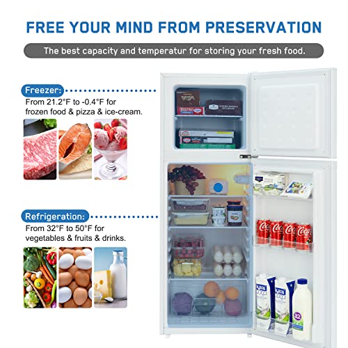 Frestec 4.7 CU' Refrigerator, Mini Fridge with Freezer, Compact ...
