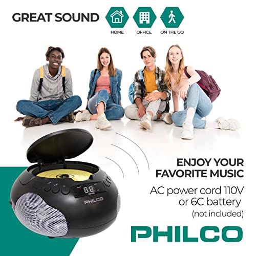 Philco Portable CD Player Boombox with Speakers and AM FM Radio | Black ...