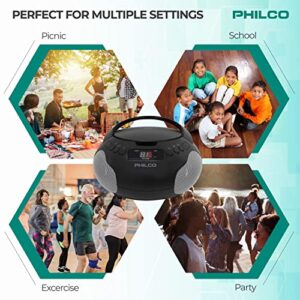 Philco Portable CD Player Boombox with Speakers and AM FM Radio | Black ...