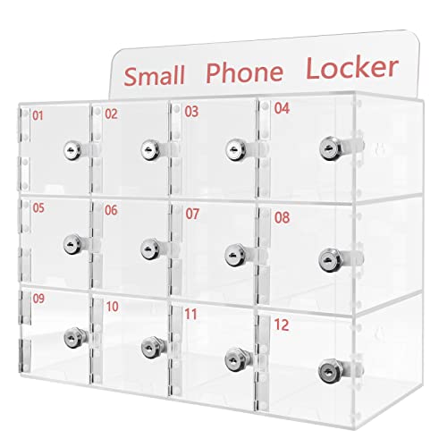 HaroldDol 12 Slots Acrylic Clear Cell Phone Locker Box with Door Locks ...