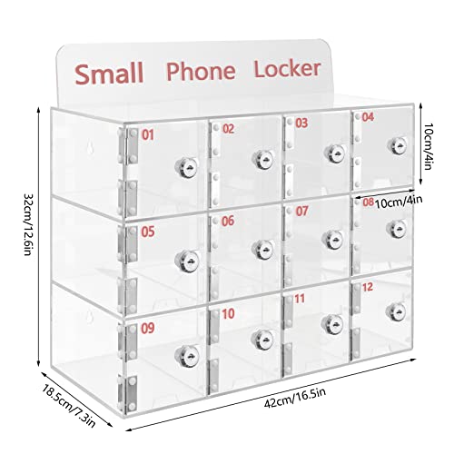 HaroldDol 12 Slots Acrylic Clear Cell Phone Locker Box with Door Locks ...