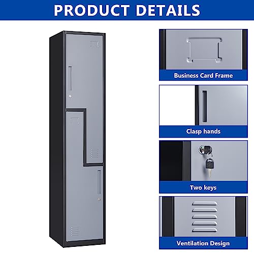 BYNSOE Metal Locker L Shape with 2 Doors Employees Locker Storage ...