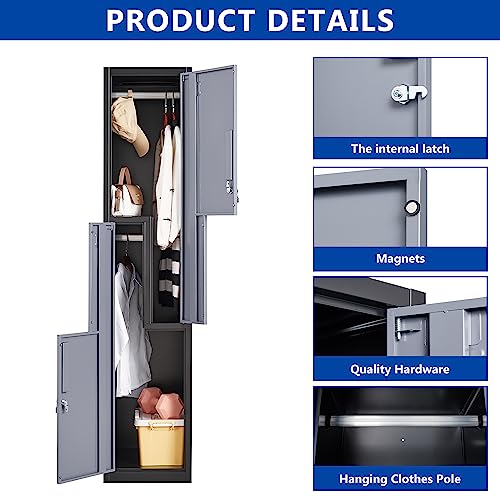 BYNSOE Metal Locker L Shape with 2 Doors Employees Locker Storage ...