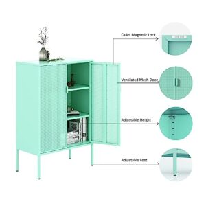 COFaR Mint Green Metal Cabinet,Metal Locker Storage Cabinet with Doors ...
