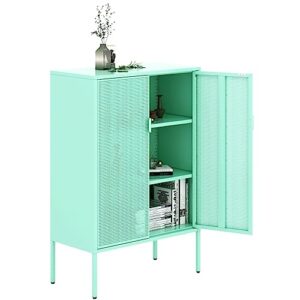 COFaR Mint Green Metal Cabinet,Metal Locker Storage Cabinet with Doors ...
