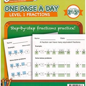 Channie’s One Page A Day Workbook, Beginner Single Digit Fraction Math Practice Worksheets, 50 ...