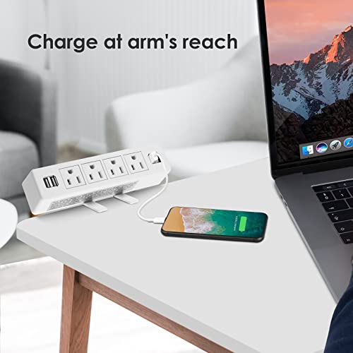 ANNQUAN Desktop Clamp Power Strip with 4 USB Ports,Desk Mount Power ...