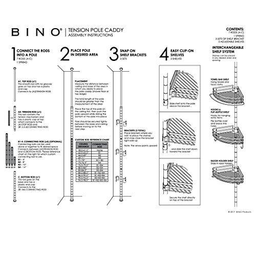 BINO Tension Pole Corner Shower Caddy - Brushed Nickel - Shower ...