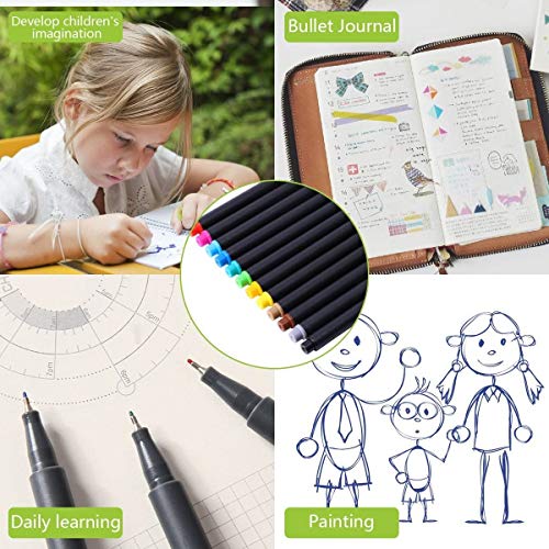 COLIBYOU 24 Fineliner Color Pens Set, 0.4mm Fine Line Colored Sketch ...