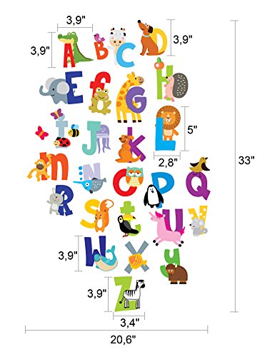 ABC Stickers Alphabet Decals - Animal Alphabet Wall Decals - Classroom ...