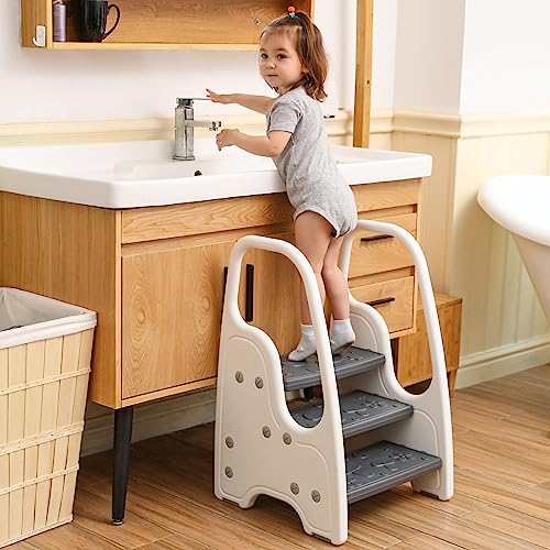 3 Step Stool for Toddler,Kids Three Step Stool for Bathroom Sink or ...