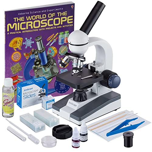 AmScope - 40X-1000X Cordless Student Compound Microscope + Slide ...