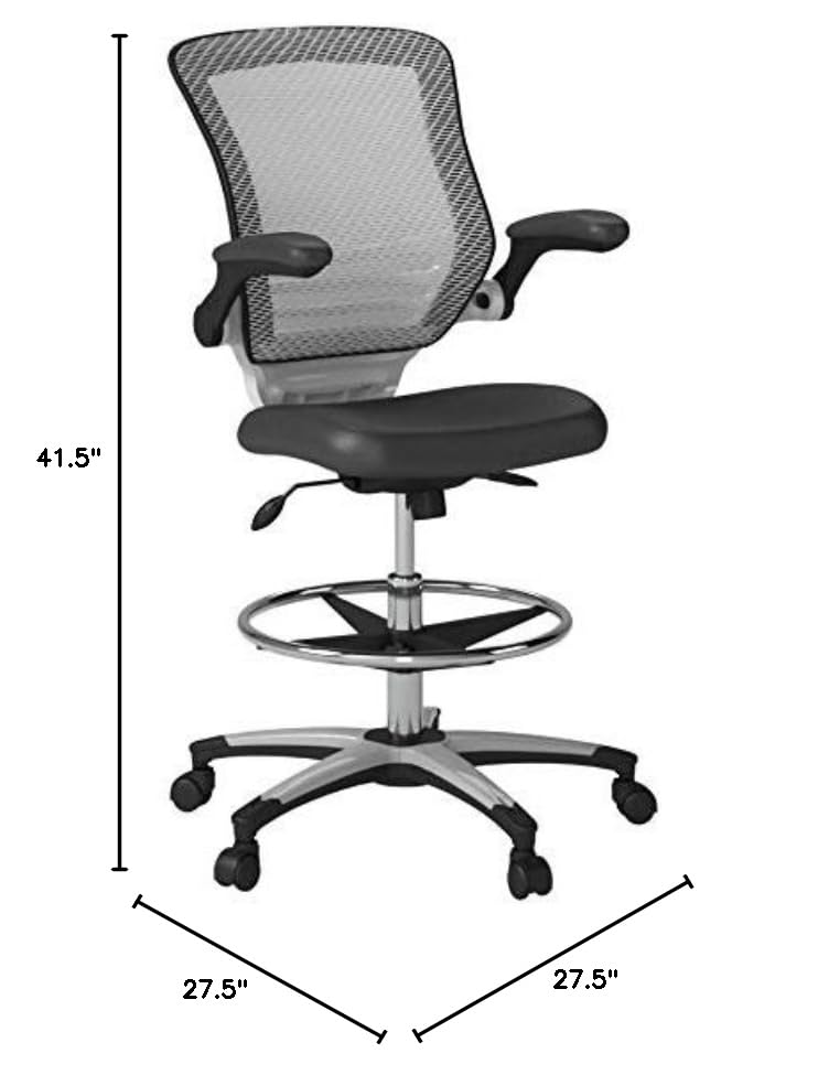 Modway EEI-211 Edge Drafting Chair - Reception Desk Chair - Flip-Up Arm ...