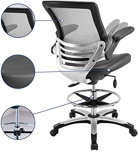 Modway EEI-211 Edge Drafting Chair - Reception Desk Chair - Flip-Up Arm ...