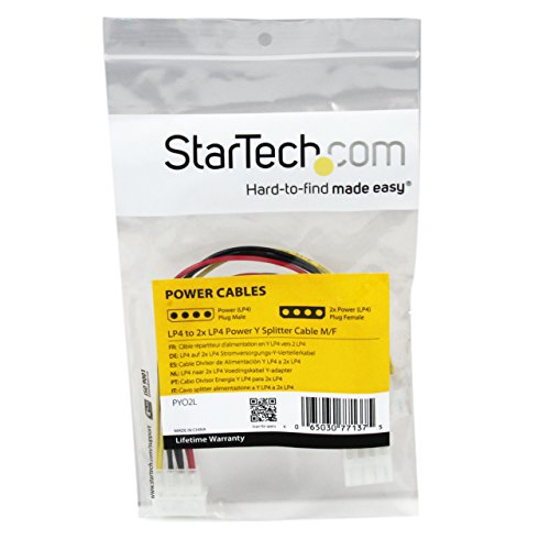 StarTech.com LP4 to 2X LP4 Power Y Splitter Cable M/F - LP4 Splitter ...