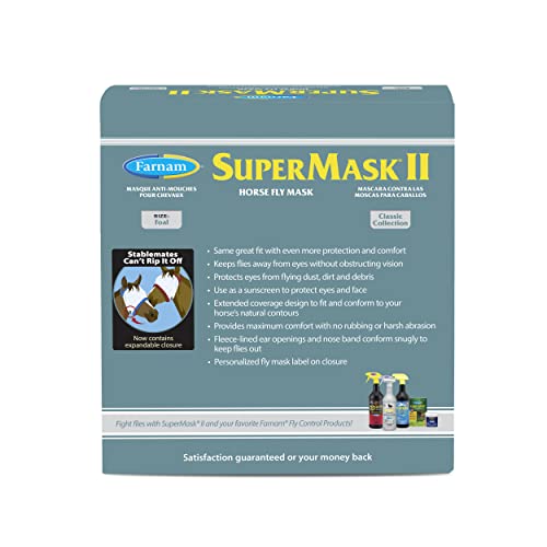 SuperMask II Fly Mask Without Ears for Foals, Full Face Coverage and ...