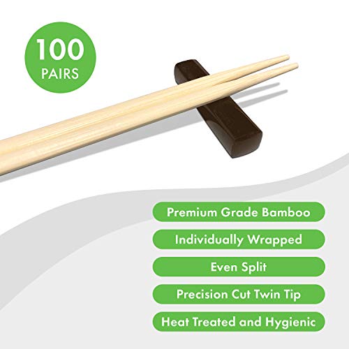 [100 Pairs] Disposable Bamboo Chopsticks - Premium Individually Wrapped ...