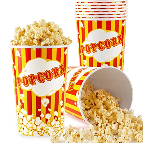 64 Oz Popcorn Buckets, Disposable Popcorn Containers (25 Count), Large ...