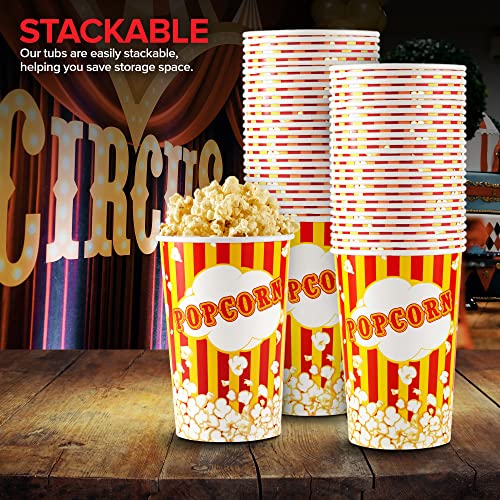 64 Oz Popcorn Buckets, Disposable Popcorn Containers (25 Count), Large ...