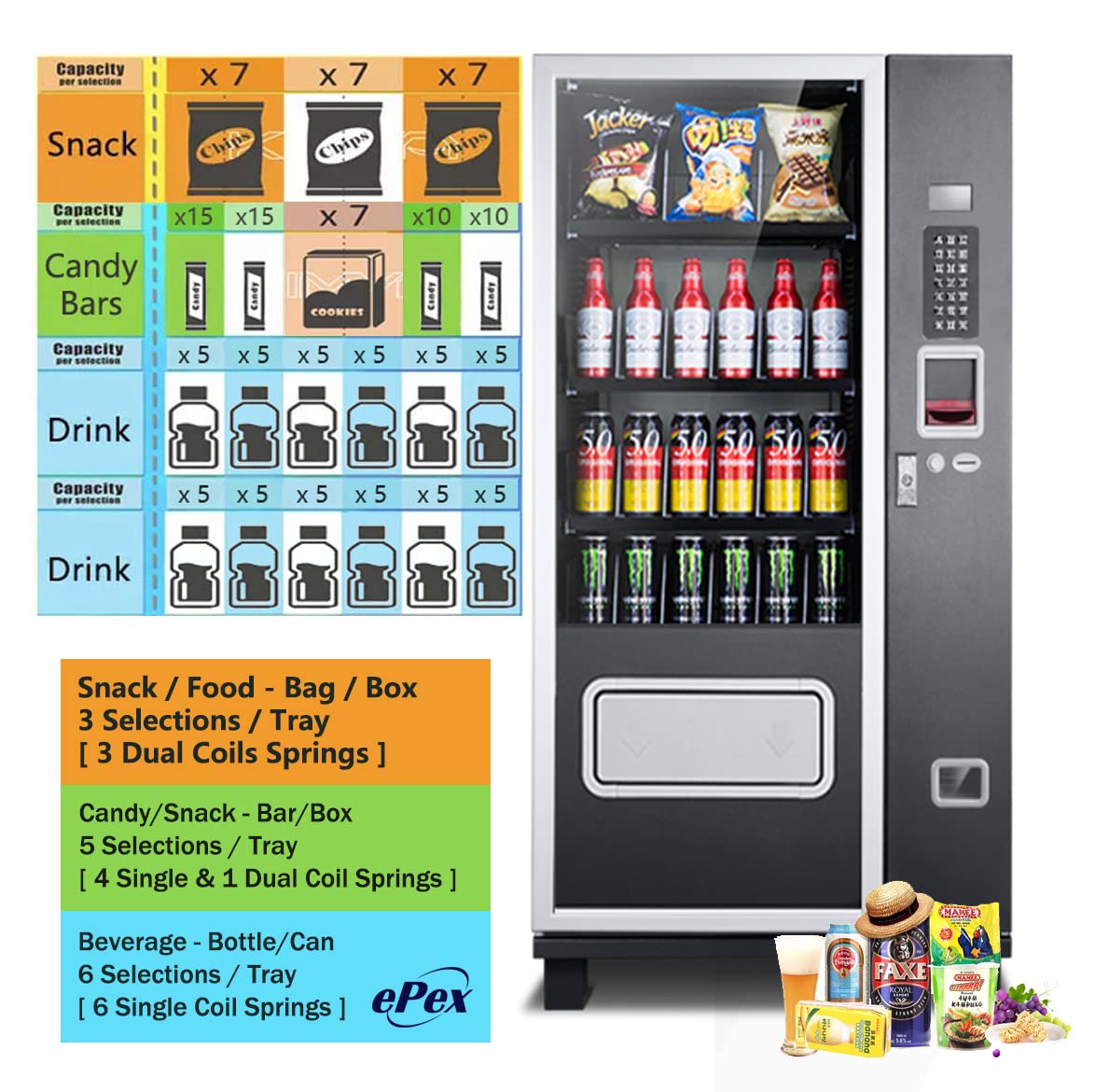 EPEX Snack Beverage Combo Vending Machine with LED Glass Front — 🛍️ The ...