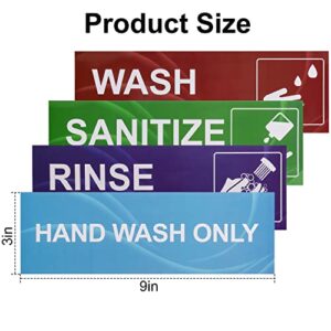 Worcest Wash Rinse Sanitize Hand Wash Only Sink Labels, 4 Pack ...