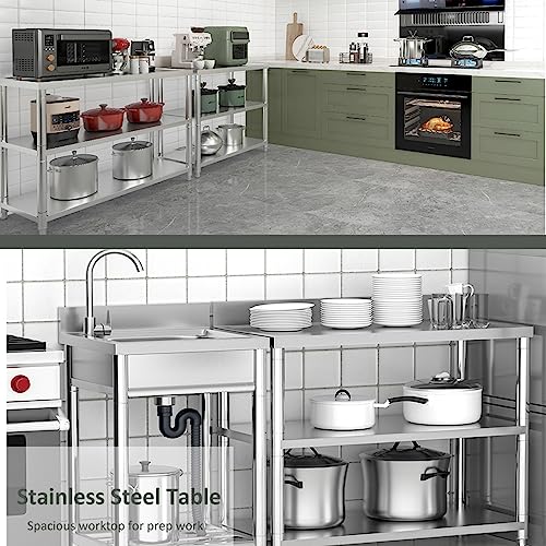 Heavy Duty Free Standing Stainless-Steel Commercial Restaurant Kitchen ...