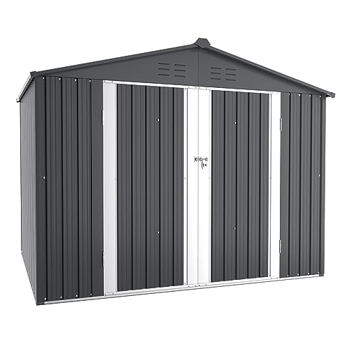 Patiomore 6×8 FT Outdoor Storage Shed Tool House Garden Lawn Steel Walk ...