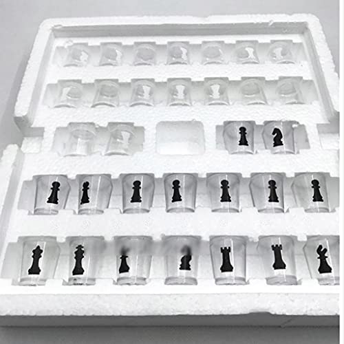 THPT Glass Chess Set with 32 Crystal Wine Glass Chess Pieces and Clear ...