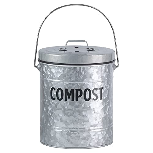 Kitchen Compost Bin by Saratoga Home - 1.3 Gal/5L Metal Compost Bucket ...
