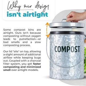 Kitchen Compost Bin by Saratoga Home - 1.3 Gal/5L Metal Compost Bucket ...