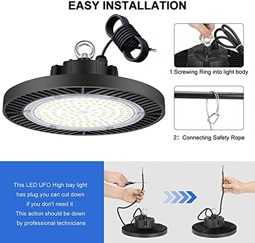 Juyace UFO LED High Bay Light 200W 28000lm 800W HID/HPS Equivalent High ...