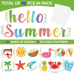 46 Pcs Hello Summer Cutouts Summer Bulletin Board Set Hawaii Ice Cream ...