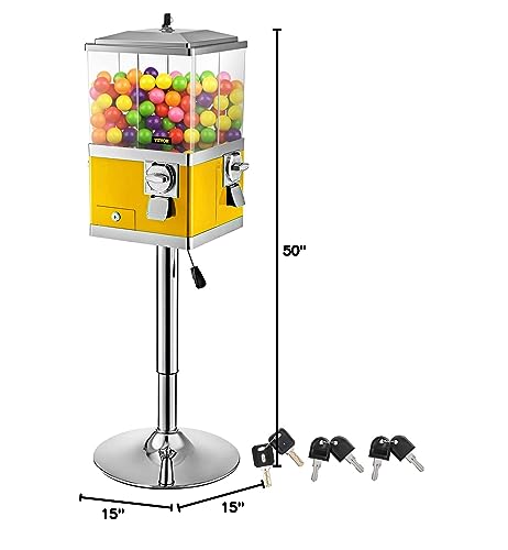 VEVOR Gumball Machine with Stand, Yellow Quarter Candy Dispenser ...
