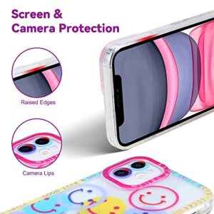 Yebowe [3 in 1] Cute Smiley Face Case for iPhone 11 with Screen Protector+ Beaded Phone Charm ...