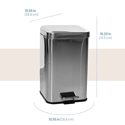 AWENN - Kitchen Garbage Trash Can with Lid and Pedal - Touchless Round ...