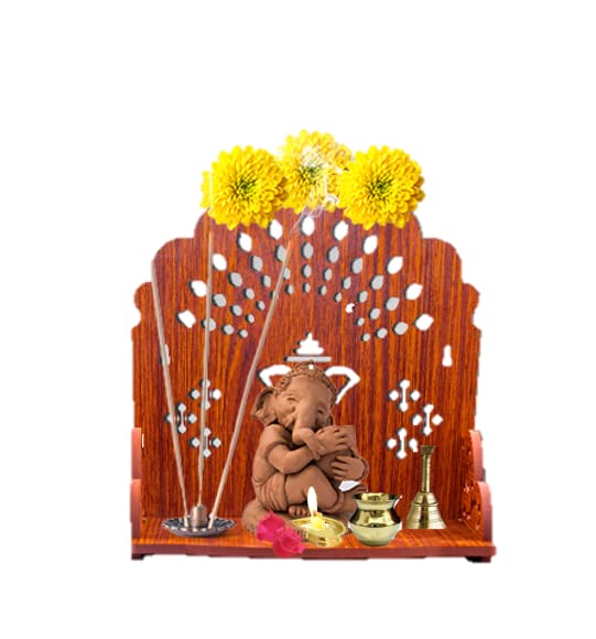 Wooden Temple Wall Mounted Hanging Table top Pooja Mandir God Stand ...