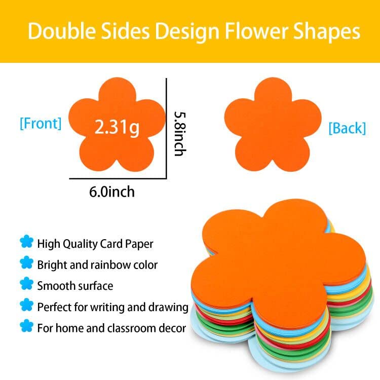 MAMUNU 72 PCS Large Flower Cutouts Paper, Assorted 9 Colors Spring ...