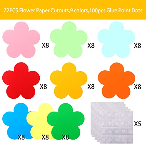 MAMUNU 72 PCS Large Flower Cutouts Paper, Assorted 9 Colors Spring ...