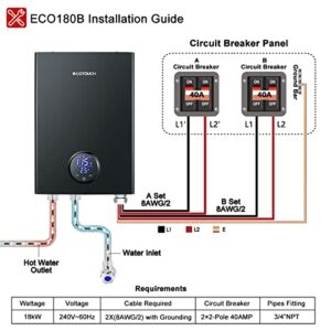 Electric Tankless Hot Water Heater, ECOTOUCH 18kW On Demand