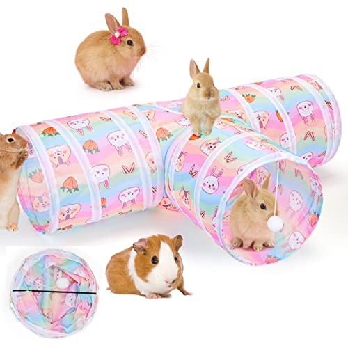 Bunny Tunnel 3 Way Rabbit Tunnel Collapsible Bunny Hideout Small Animal ...
