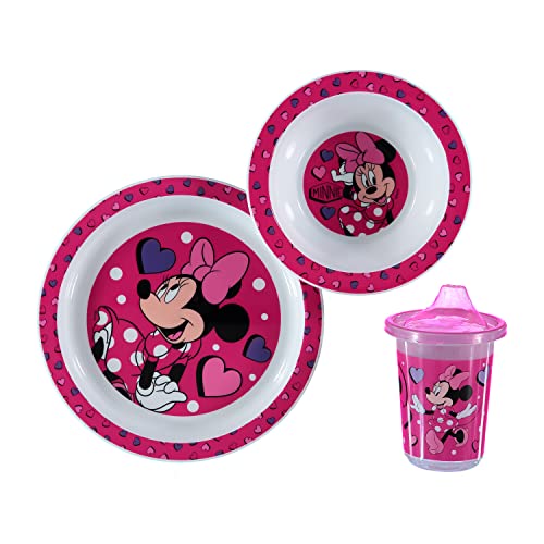 Minnie Mouse Dinner Set Box with Plate, Bowl, and Spill-Free Training ...