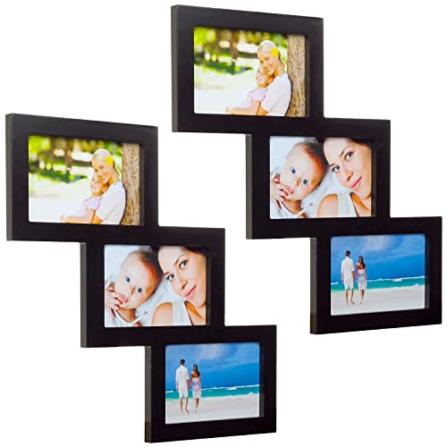 EXCELLO GLOBAL PRODUCTS Diagonal Collage Frame Holds Three 4x6 Photos ...