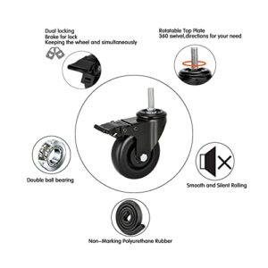 Stem Caster Wheels 5 inch Casters with Safety Dual Locking 1500Lbs ...